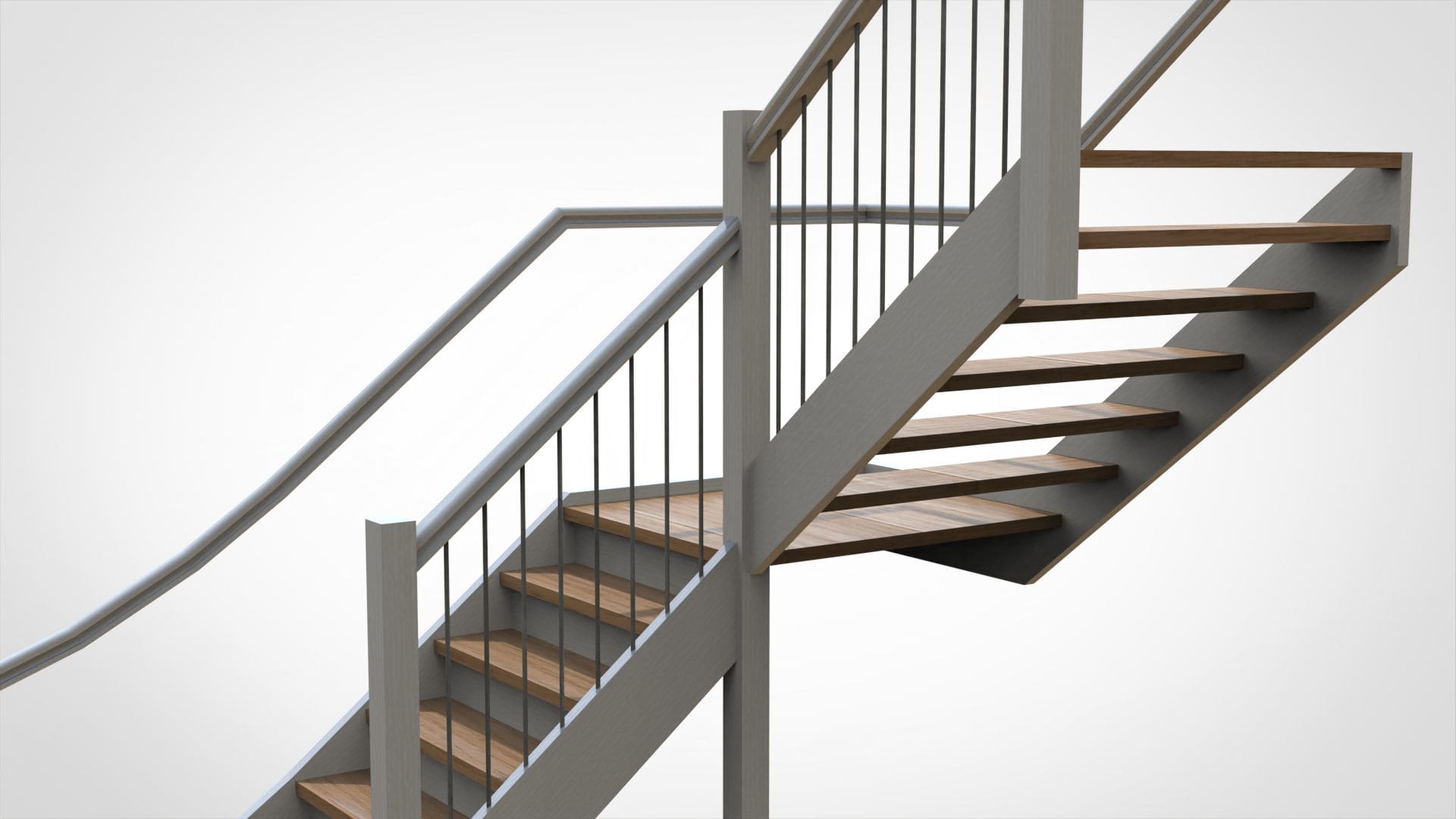 Dubbelkwart trap met bordes - CPI Trappen : CPI Trappen