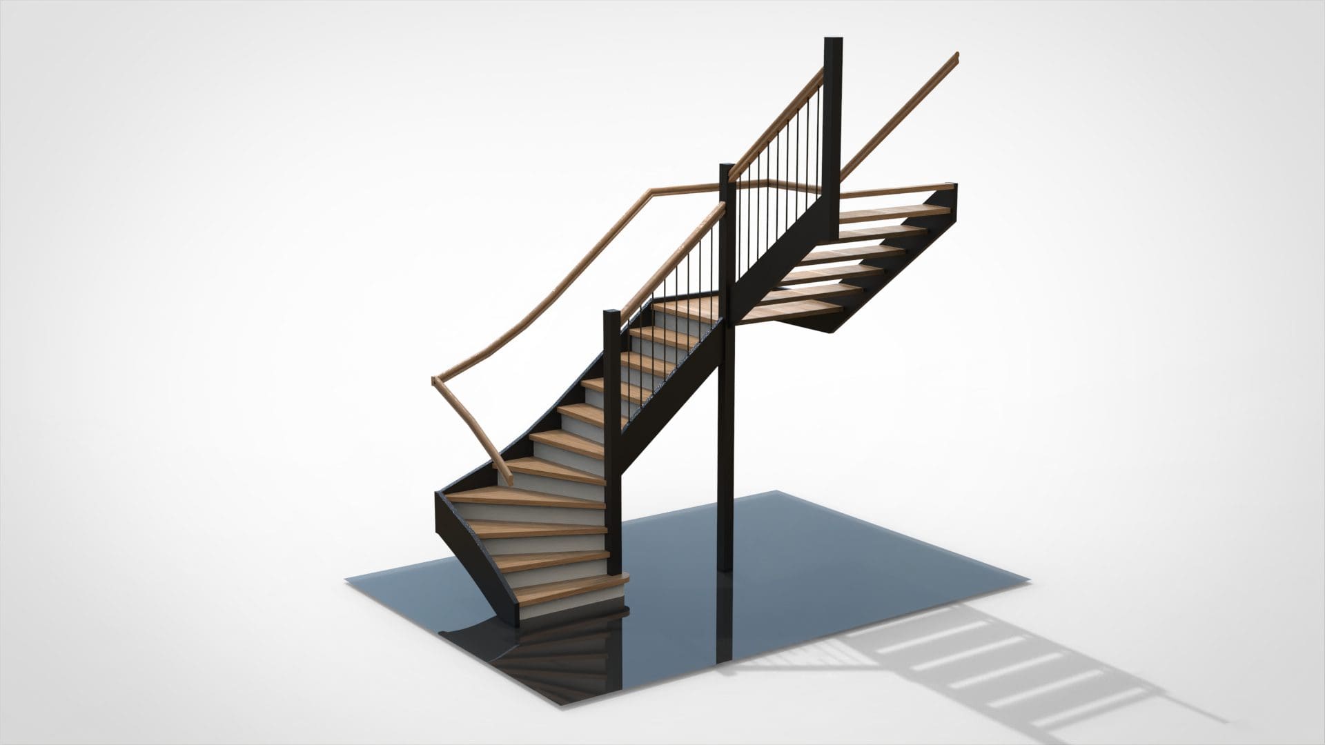 Dubbelkwart trap met bordes - CPI Trappen : CPI Trappen