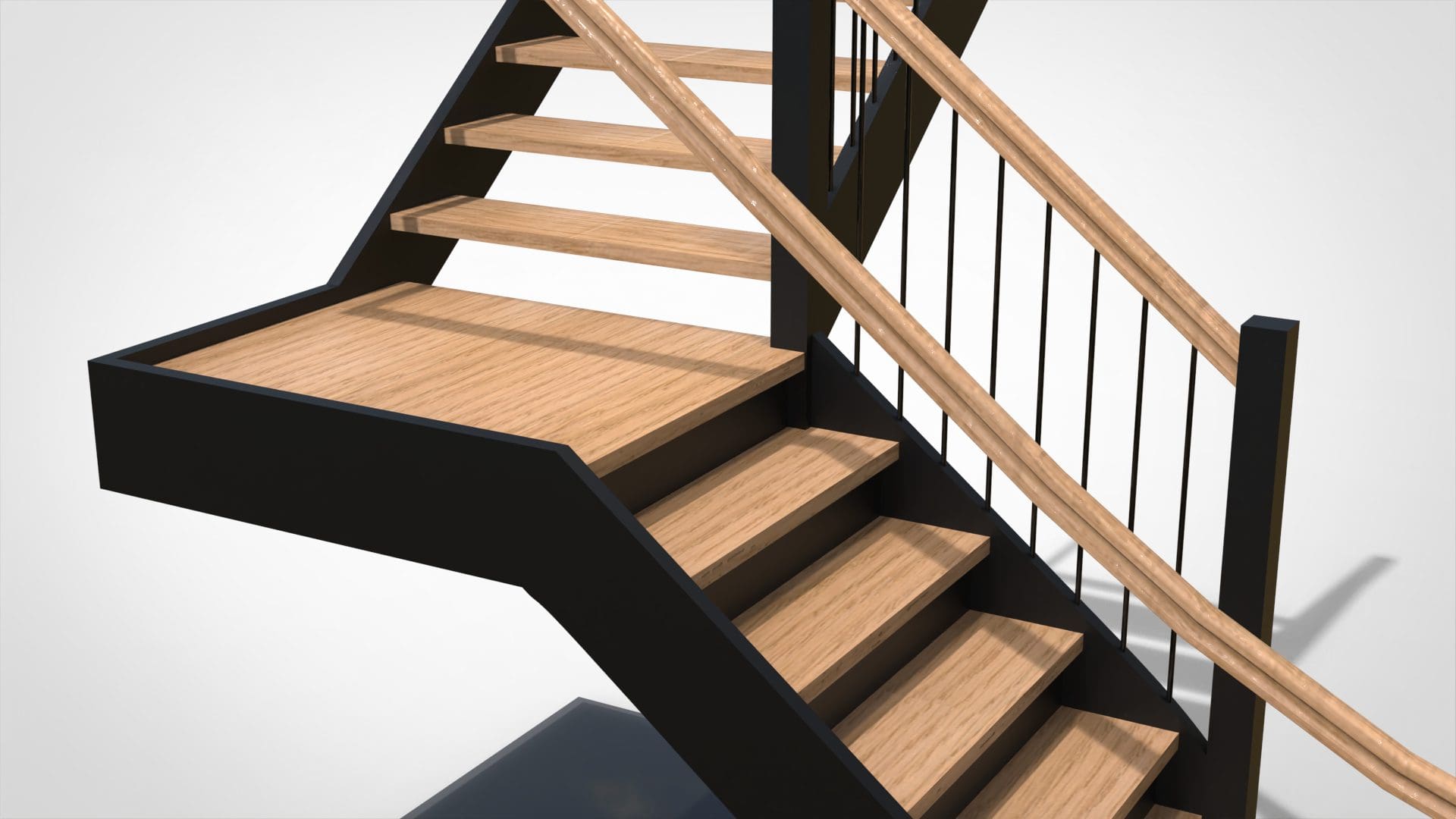 Dubbelkwart trap met bordes - CPI Trappen : CPI Trappen